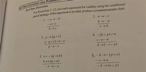 Solved For Exercises 1 12 Test Each Argument For Validity