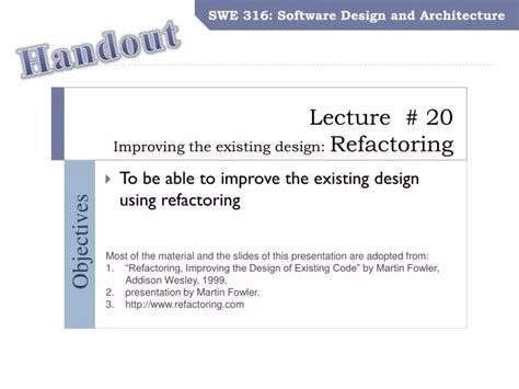 Ppt Lecture 20 Improving The Existing Design Refactoring