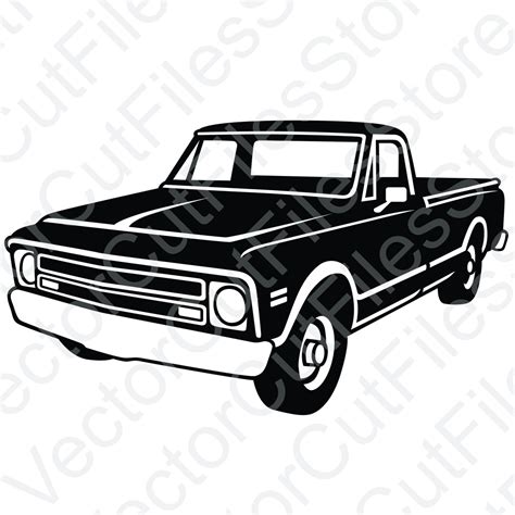 Chevrolet C10 1967 Angled View Vector Cut File Etsy