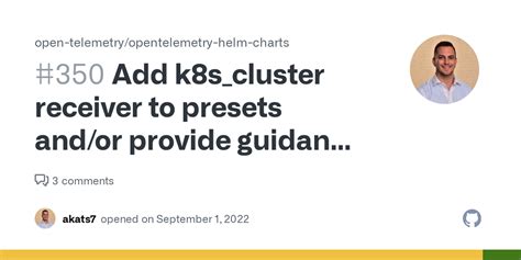 Add K8scluster Receiver To Presets Andor Provide Guidance On Usage