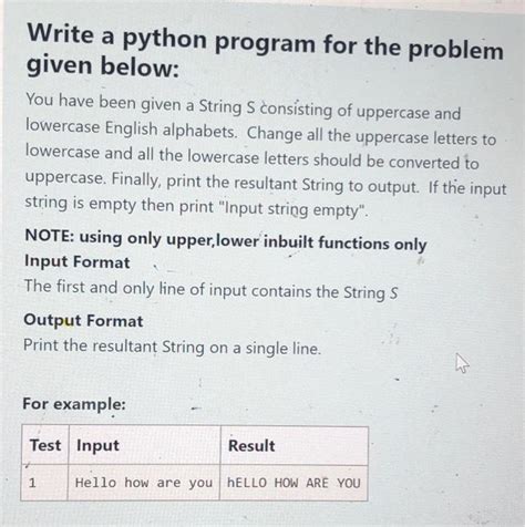 Solved Write A Python Program For The Problem Given Below Chegg Com