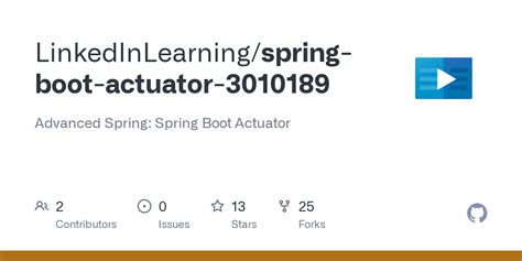 GitHub LinkedInLearning Spring Boot Actuator Advanced Spring Spring Boot Actuator