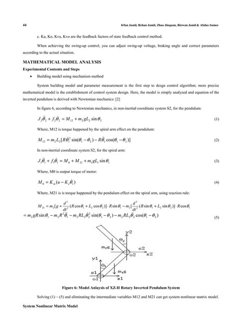 Mathematical Model Analysis And Control Algorithms Design Based On State Feedback Method Of
