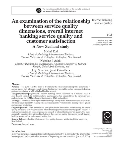 Pdf An Examination Of The Relationship Between Service Quality Dimensions Overall Internet