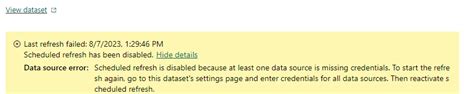 data source credentials option is disabled for dat microsoft