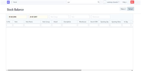 Stock Balance Screenreport Not Fetch Data · Issue 10020 · Frappe