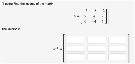 Solved Point Find The Inverse Of The Matrix Chegg