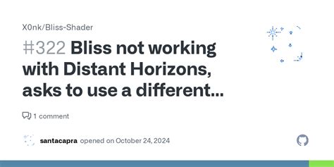 Bliss Not Working With Distant Horizons Asks To Use A Different Shaders Issue X Nk