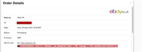 order import error for out of stock but product is in stock
