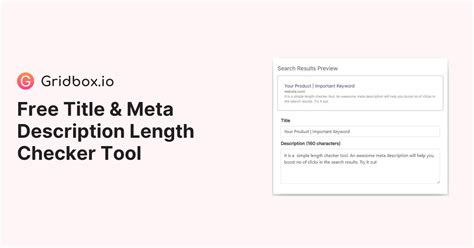 Meta Description Length Checker Title Tag Meta Description Length