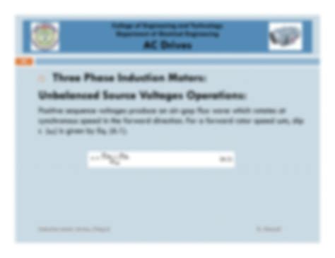 Solution Induction Motor Operation With Unbalanced Source Voltages And Single Phasing Effects