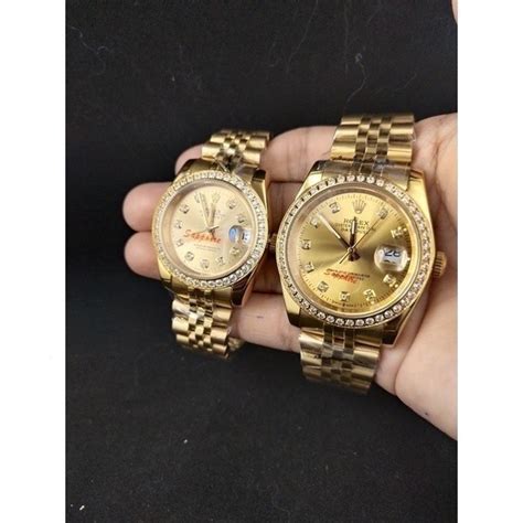 Esfera De Oro Escala De Diamantes Anillo Exterior Rolex Fecha Correa De Acero Inoxidable