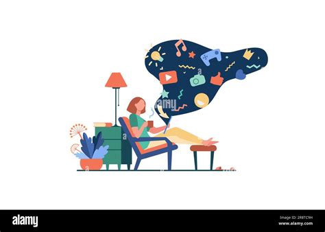 Social Media Addicted Woman Stock Vector Image And Art Alamy