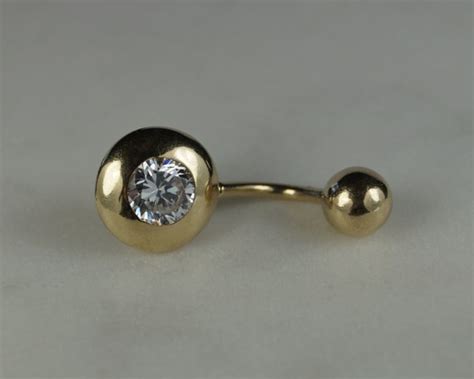 Synthetic Diamond Gold Curved Belly Barbell Second Gem