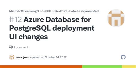 Azure Database For PostgreSQL Deployment UI Changes Issue MicrosoftLearning DP T A