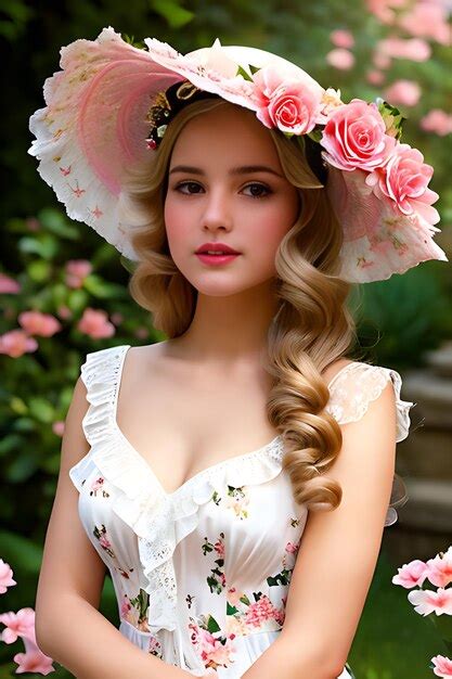 Premium Ai Image Beautiful Pinup Girl In The Garden