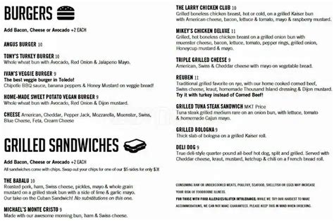 Menu At Grumpys Restaurant Toledo