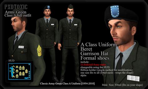 Second Life Marketplace Army Green Class A Enlisted Man