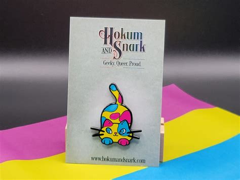 Pansexual Pin Purride Chibi Cat Hard Enamel Pin In Pan Pride Flag Colo Hokum And Snark