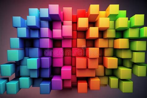 Abstract Background Of Cube Blocks Wall Stacking Design Stock