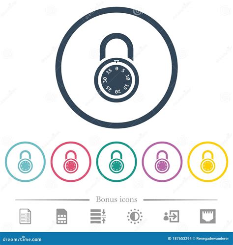 locked round combination lock flat color icons in round outlines stock