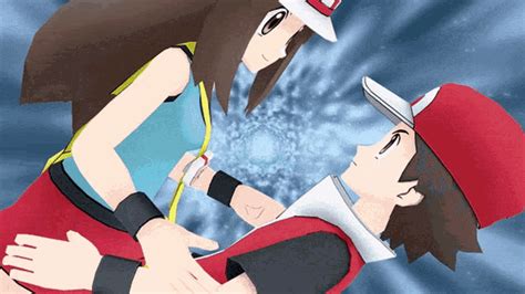 Pokemon Leaf And Red Kiss Red And Leaf Pokemon And 1 More Drawn By