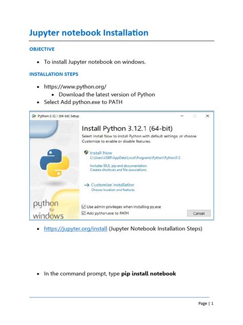 Jupyter Notebook Installation Pdf