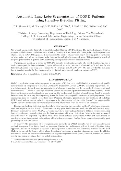 Pdf Automatic Lung Lobe Segmentation Of Copd Patients Using Iterative