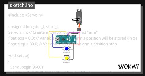Two Buttons Controlled Servo And Button Control Wokwi Esp32 Stm32 Arduino Simulator