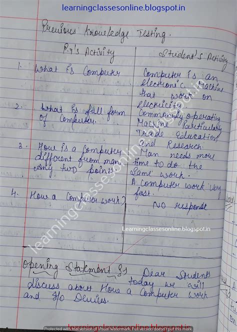 Lesson Plan For Computer Teachers On Computer Working And Input Devices