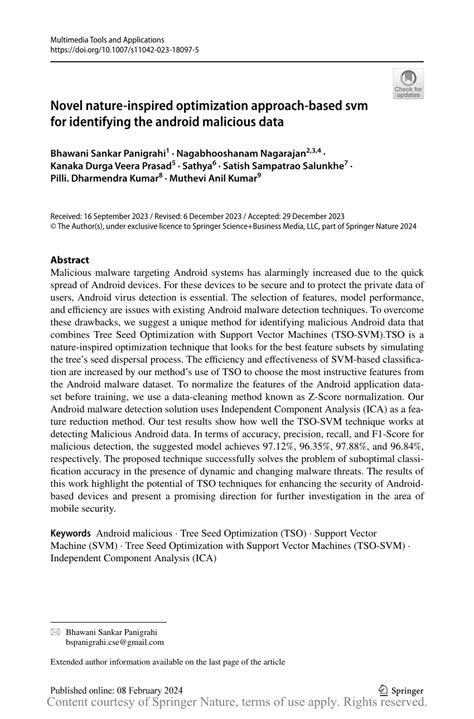 Novel Nature Inspired Optimization Approach Based Svm For Identifying The Android Malicious Data
