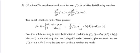 Solved 2 20 Points The One Dimensional Wave Function