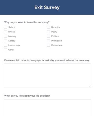 Exit Survey Form Template Jotform