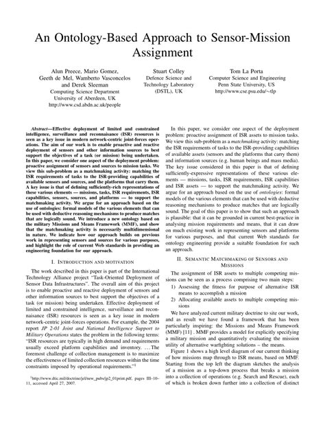Pdf An Ontology Based Approach To Sensor Mission Assignment