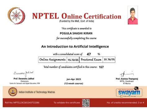 Completed Nptel Online Course On Ai Pogula Shashi Kiran Posted On The Topic Linkedin