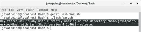 Bash Variables Javatpoint