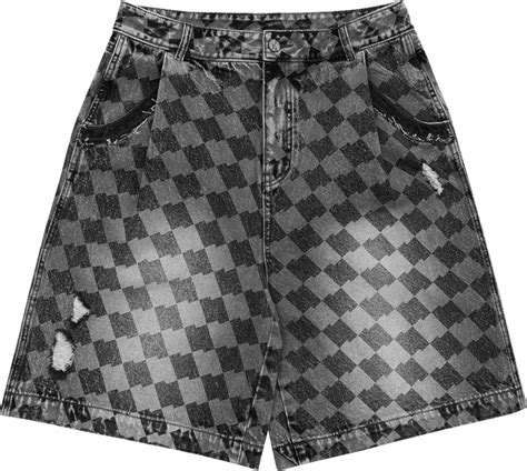 Ader Error Grey Checkered Denim Shorts Inc Style