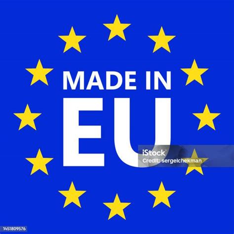 메이드 인 Eu 유럽 연합 로고입니다 벡터 Eu 플래그 아이콘 0명에 대한 스톡 벡터 아트 및 기타 이미지 0명 개념