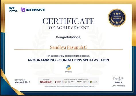 Python Foundation Codingjourney Successstory Ccbp Nxtwave Sandhya Pasupuleti