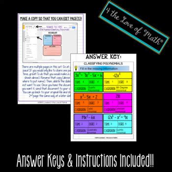 Classifying Polynomials Digital Interactive Notebook Pages TPT