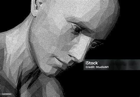 점으로 만든 추상적 인 남자 머리 점선으로 된 얼굴 배경의 측면도 표지 디자인 템플릿 배너 전단지 포스터 또는 브로셔를 위한 3d 벡터 일러스트레이션 3차원 형태에 대한