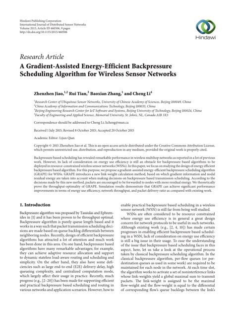 Pdf A Gradient Assisted Energy Efficient Backpressure Scheduling Algorithm For Wireless Sensor