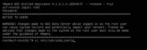 vmware nsx t manager 3 x enable root ssh login after initial