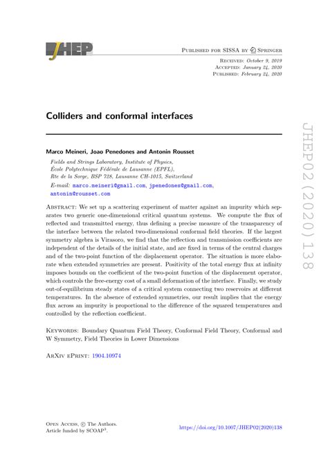Pdf Colliders And Conformal Interfaces