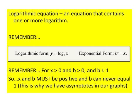 Ppt 6 4 Solving Logarithmic Equations And Inequalities Powerpoint Presentation Id 9553901