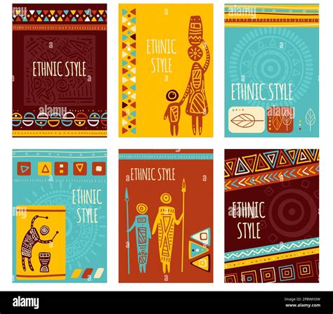 Set Of Ethnic Banner Background Flyer Placard With Tribal Ornaments