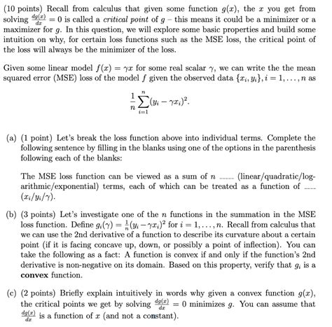 Solved Dx 10 Points Recall From Calculus That Given Some Chegg Com
