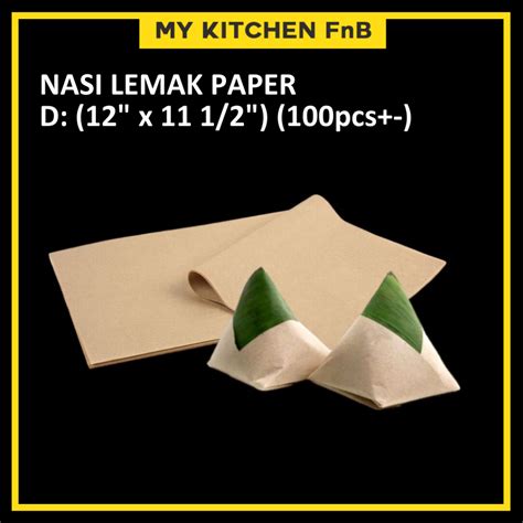 Kitchen Fnb Nasi Lemak Paper Kertas Bungkus Nasi Hawker Brown Paper