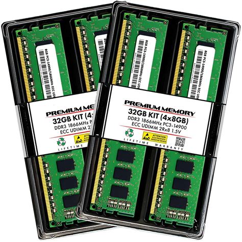 32gb 4x 8gb Pc3 14900e Ecc Unbuffered Ddr3 1866mhz Dimm Server Memory