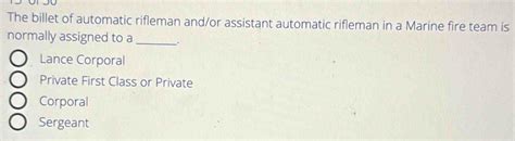 Solved The Billet Of Automatic Rifleman And Or Assistant Automatic
